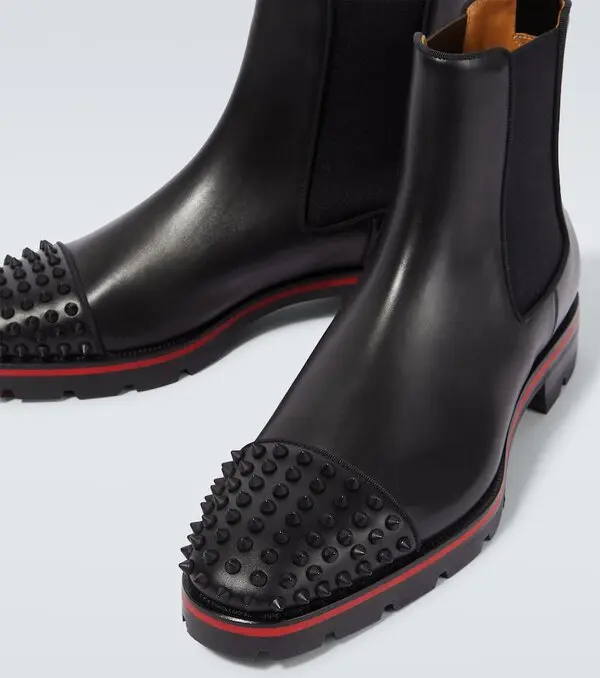 CHRISTIAN LOUBOUTIN Melon Spikes Leather Chelsea Boots