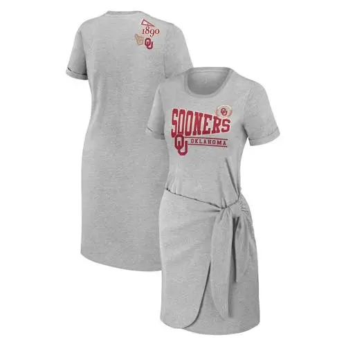 WEAR BY ERIN ANDREWS Oklahoma Sooners Knotted T-shirt Dress By - Heather Gray