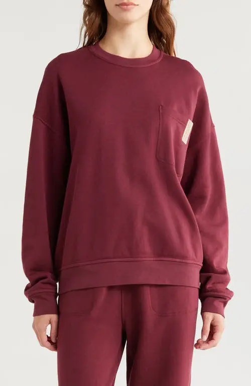 Lunya Silksweats™ Oversized Cotton Blend Pajama Sweatshirt - Calliope Wine