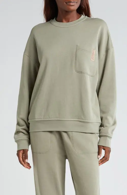 Lunya Silksweats™ Oversized Cotton Blend Pajama Sweatshirt - Shaded Olive