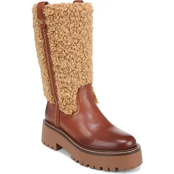 Sam Edelman Elfie Faux Shearling Platform Boot - Acorn Brown/ Ginger Bread