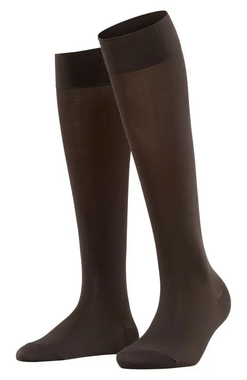Falke Cotton Touch Knee High Socks - Dark Brown
