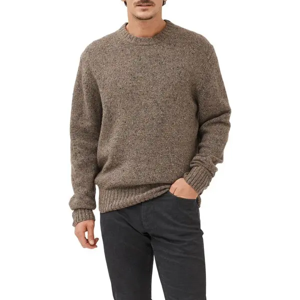 Rodd & Gunn Cox Road Tweed Wool-blend Crewneck Sweater - Gravel