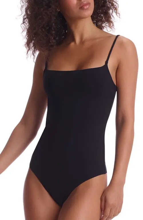 Commando Stretch Neoprene Camisole Thong Bodysuit - Black