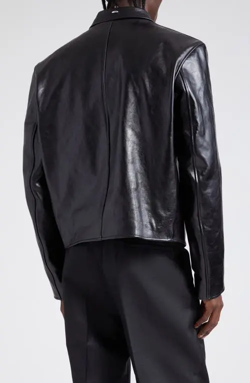 Our Legacy Boxy Mini Leather Jacket - Top Dyed Black Leather