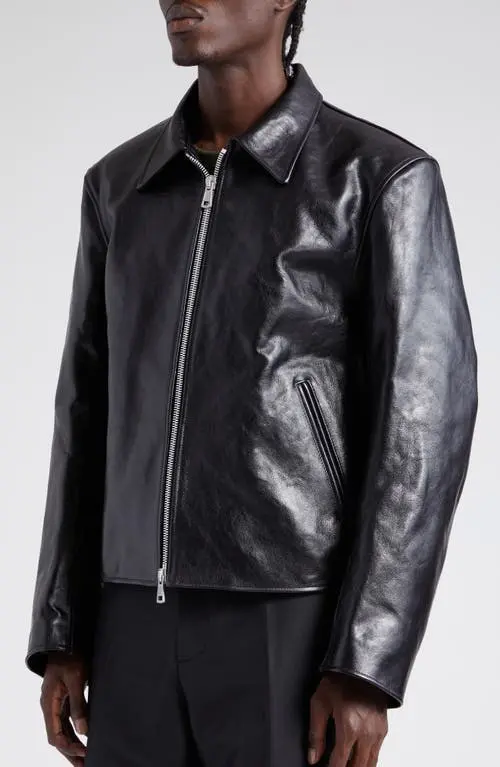 Our Legacy Boxy Mini Leather Jacket - Top Dyed Black Leather