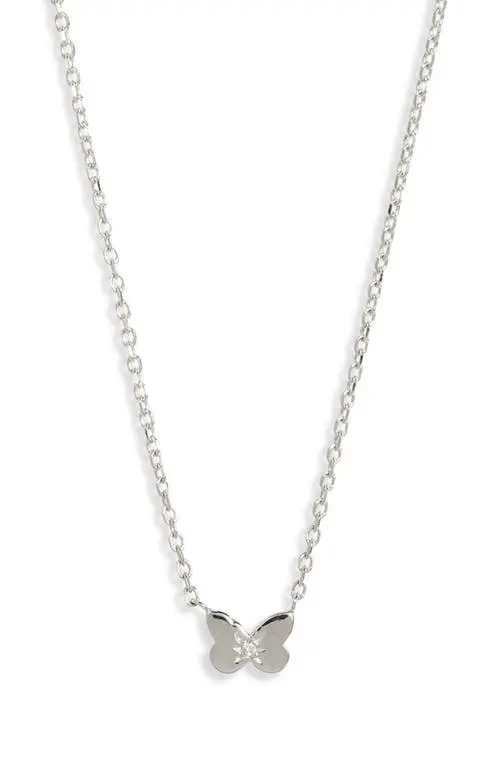 Anzie Mini Butterfly Pendant Necklace - Silver