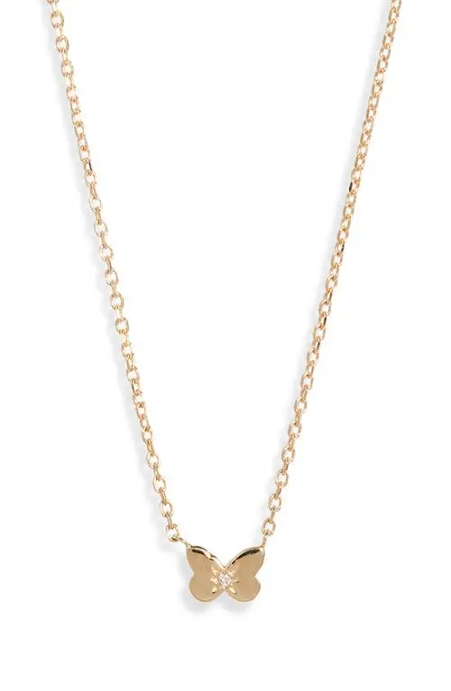 Anzie Mini Butterfly Diamond Pendant Necklace - Gold