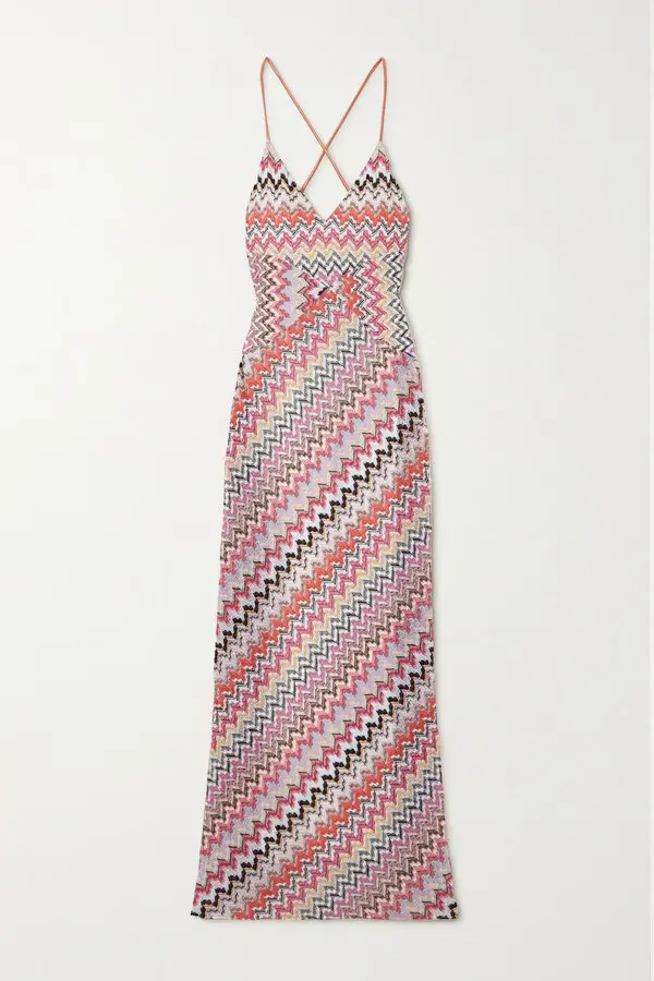 Missoni Striped Metallic Crochet-knit Maxi Dress