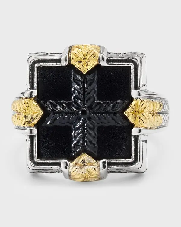 Konstantino Black And Two-tone Laurel Ring - Onyx