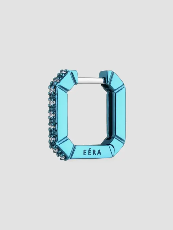 EERA Mini Candy 18k White Gold & 0.0765 Tcw Diamond Geometric Hoop Earring - Light Blue