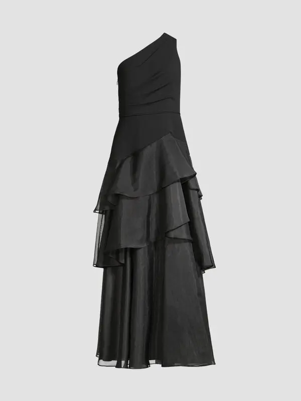 Aidan Mattox One-shoulder Tiered Gown