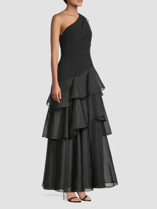 Aidan Mattox One-shoulder Tiered Gown