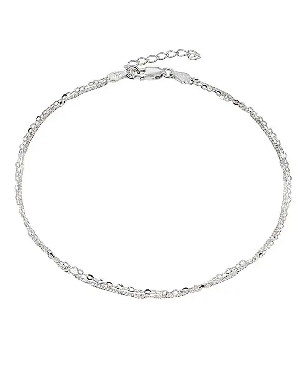 Aqua Double Chain Anklet - Silver