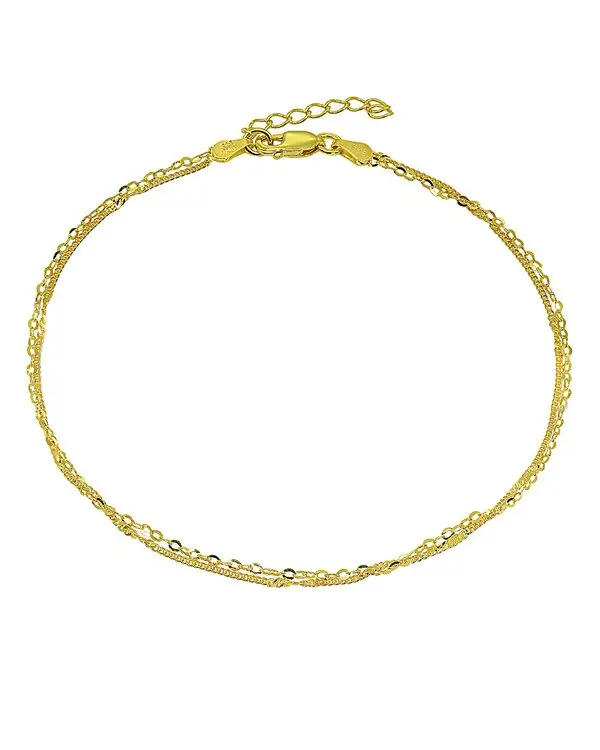 Aqua Double Chain Anklet - Gold