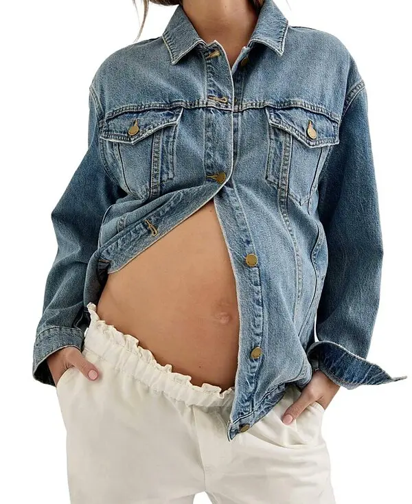 Hatch Collection Classic Maternity Jean Jacket - Light Wash