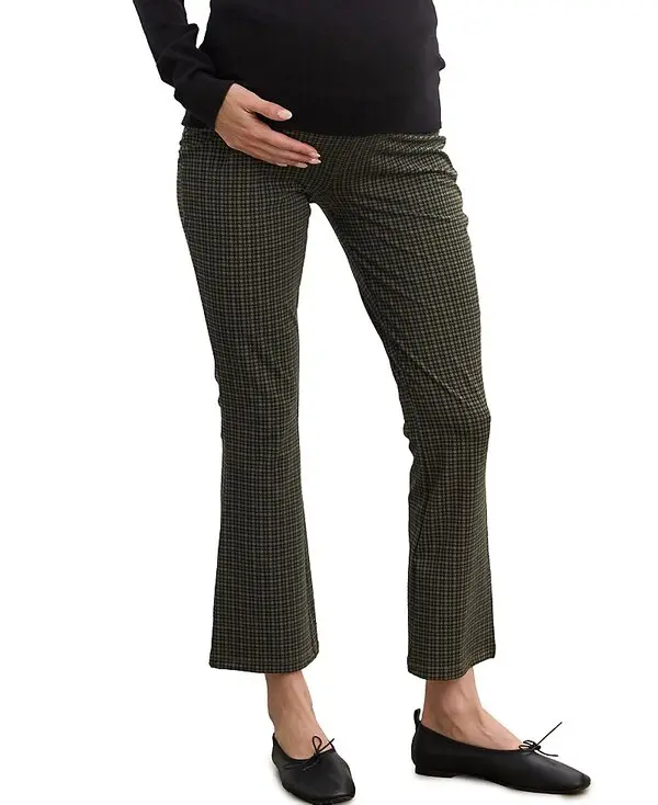 Hatch Collection Ultimate Maternity Over The Bump Crop Flare Legging - Basil Multi
