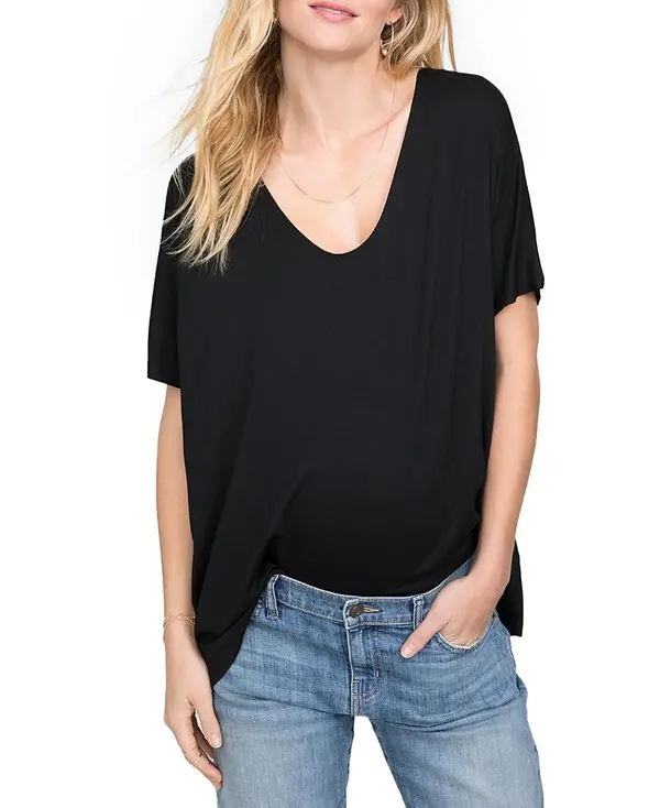 Hatch Collection Perfect Maternity Vee T-shirt - Black