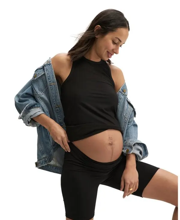Hatch Collection Maternity Over-the-bump Bike Shorts - Black