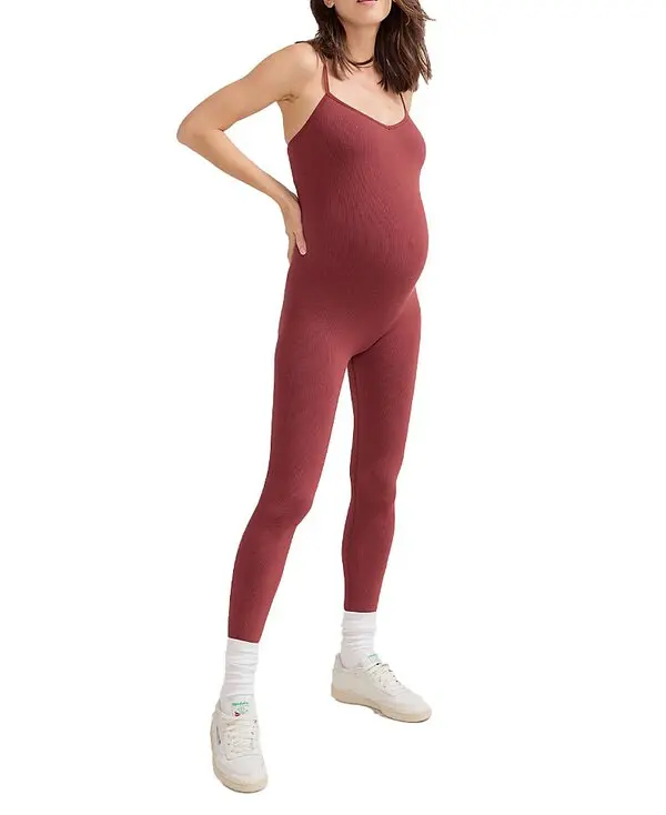 Hatch Collection Body Rib Maternity Unitard - Cinnamon