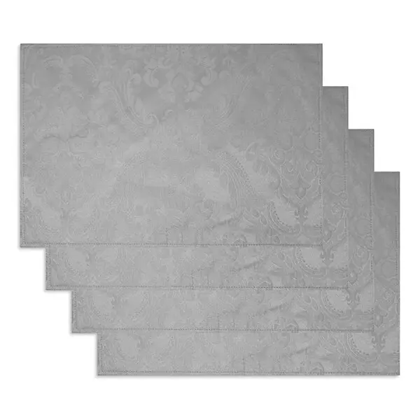 ELRENE HOME FASHIONS Caiden Elegance Damask Placemat, Set Of 4 - Silver