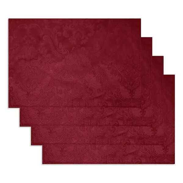 ELRENE HOME FASHIONS Caiden Elegance Damask Placemat, Set Of 4 - Cranberry