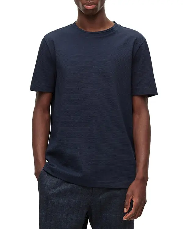 BOSS Tiburt Regular Fit Textured Short Sleeve Tee - Dark Blue
