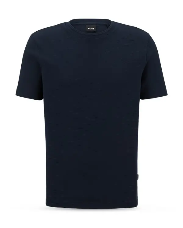 BOSS Tiburt Regular Fit Textured Short Sleeve Tee - Dark Blue