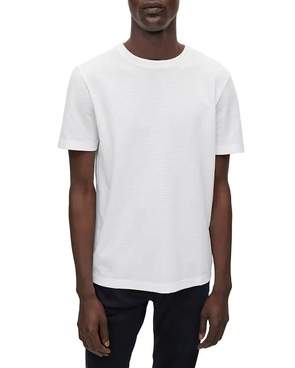 BOSS Tiburt Regular Fit Textured Short Sleeve Tee - White