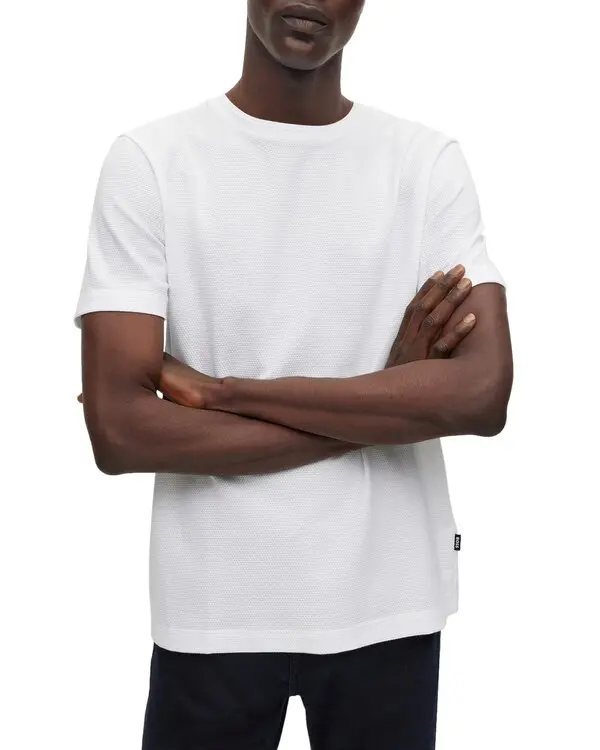 BOSS Tiburt Regular Fit Textured Short Sleeve Tee - White