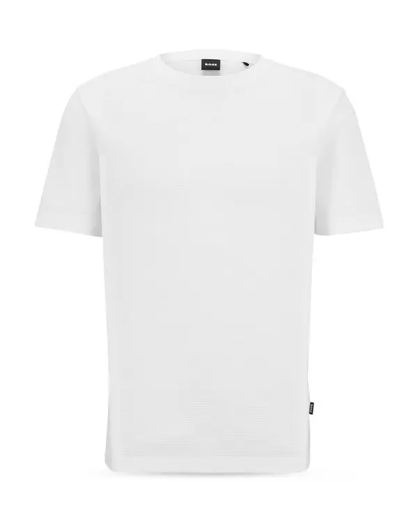 BOSS Tiburt Regular Fit Textured Short Sleeve Tee - White