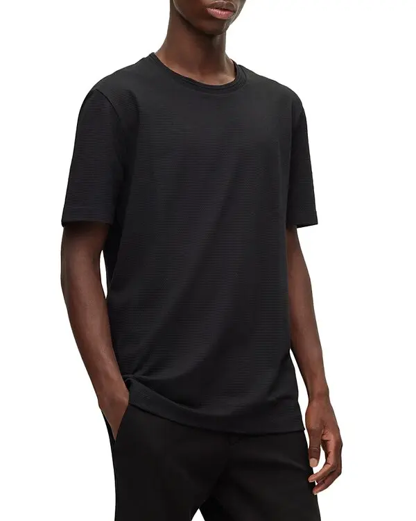 BOSS Tiburt Regular Fit Textured Short Sleeve Tee - Black