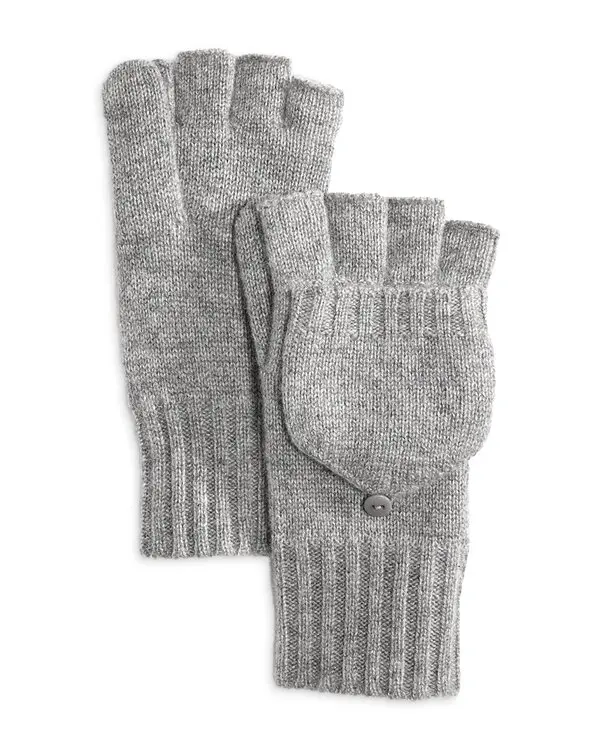 Bloomingdale'S Ribbed Knit Cashmere Pop Top Mittens - Gray