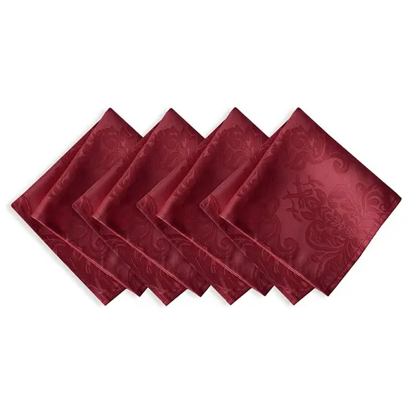 ELRENE HOME FASHIONS Barcelona Jacquard Damask Napkins, Set Of 4 - Burgundy