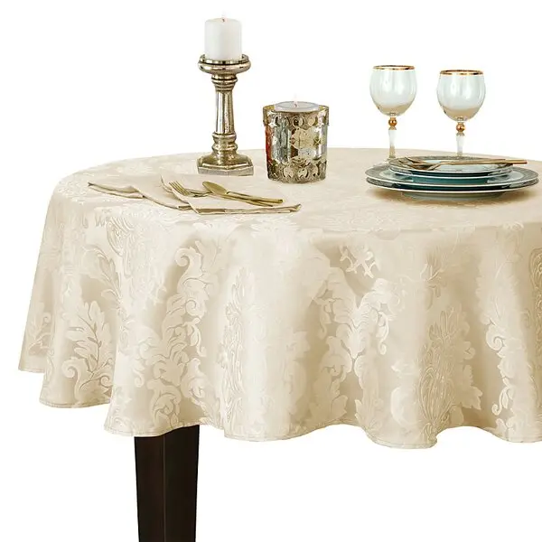 ELRENE HOME FASHIONS Barcelona Jacquard Damask Round Tablecloth, 90 X 90 - Antique