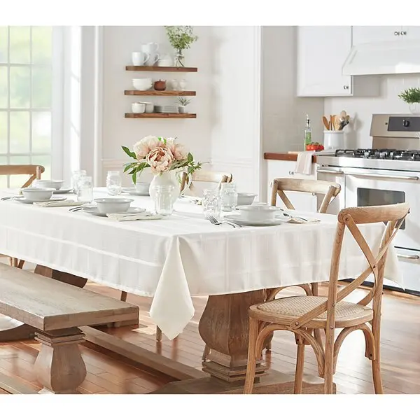 ELRENE HOME FASHIONS Elegance Plaid Jacquard Tablecloth, 52 X 52 - Beige