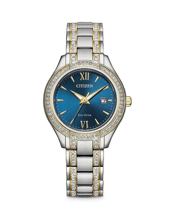 Citizen Crystal-accented Stainless Steel Bracelet Watch, 30mm - Blue/two-tone