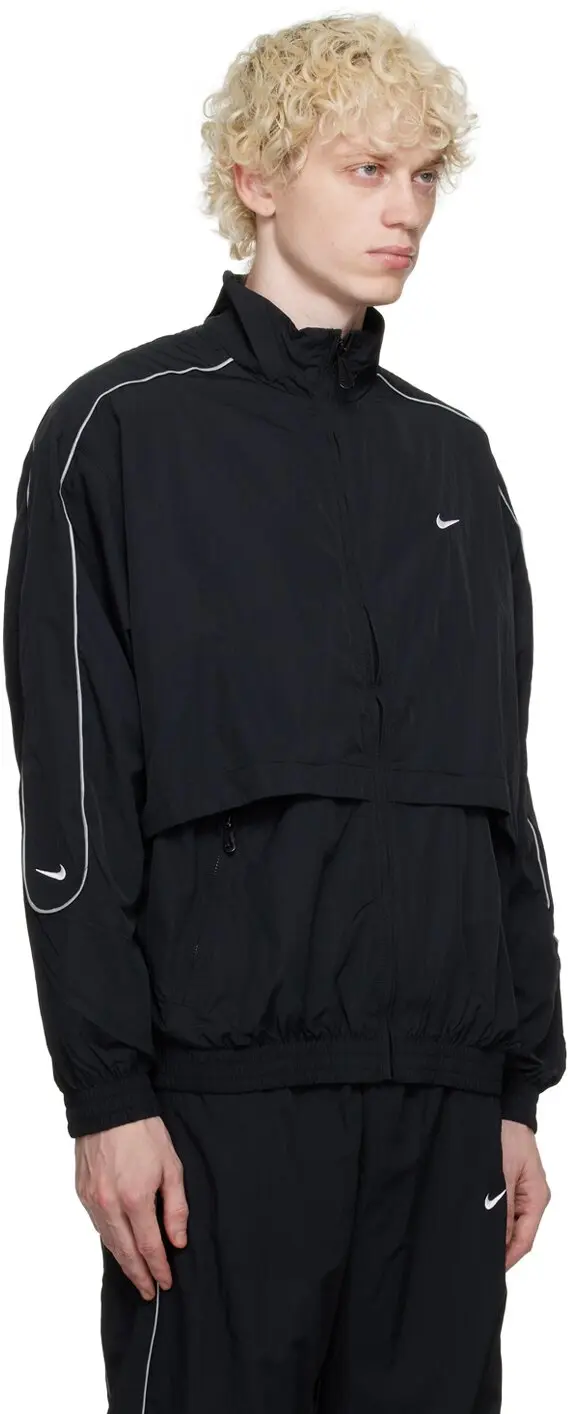Nike Black Sportswear Solo Swoosh Track Jacket In Black/White - 32