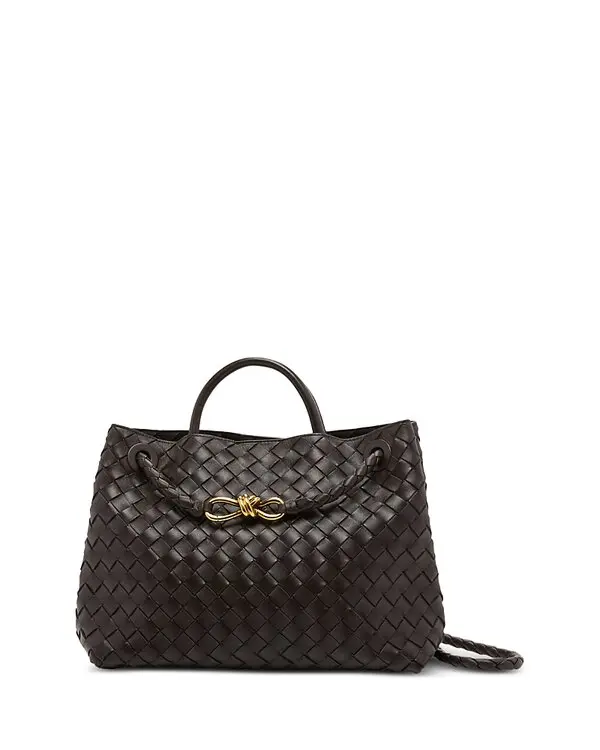Bottega Veneta Medium Andiamo Intrecciato Shoulder Bag - Fondant/brass Leather