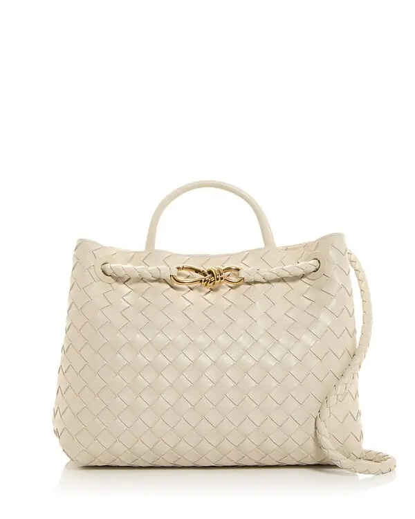 Bottega Veneta Medium Andiamo Intrecciato Shoulder Bag - Sea Salt Leather