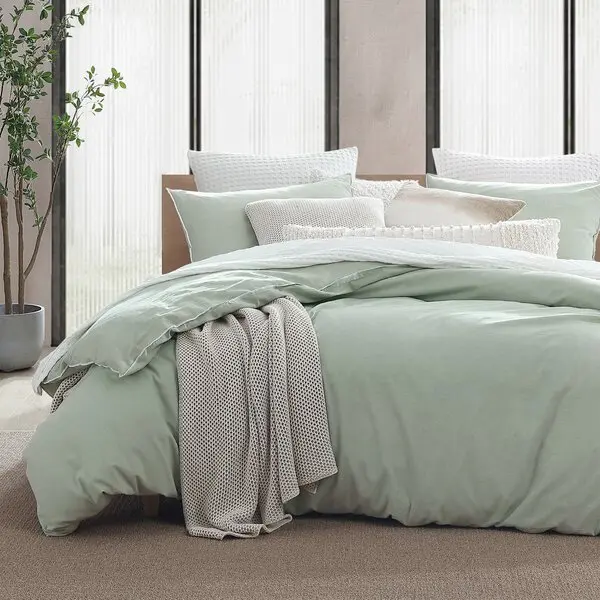 Dkny Pure Washed -blend Duvet Set, Full/queen - Sage