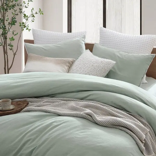 Dkny Pure Washed -blend Duvet Set, Full/queen - Sage