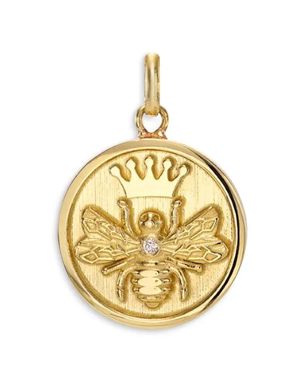 ZOE LEV Diamond Queen Bee Medallion Pendant - Gold