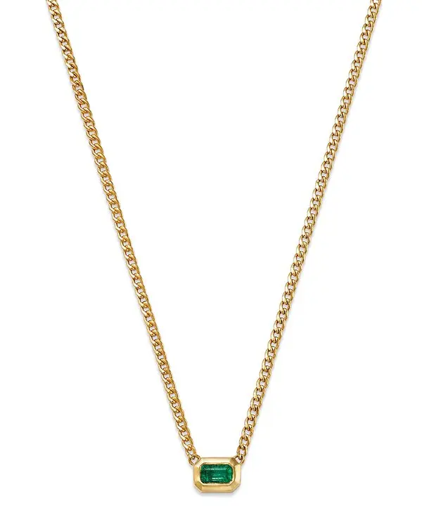 Zoe Chicco 14k Yellow Gold Emerald Pendant Necklace - Green/gold