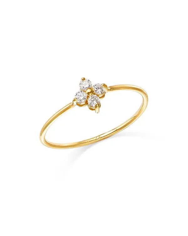 Zoe Chicco 14k Yellow Diamond Flower Ring - Gold