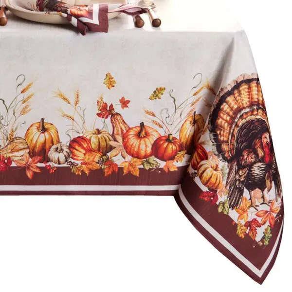 ELRENE HOME FASHIONS Autumn Heritage Turkey Engineered Tablecloth, 60 X 144
