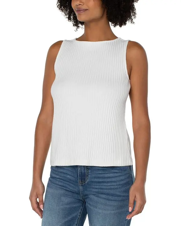 LIVERPOOL Ribbed Knit Tank Top - Snow