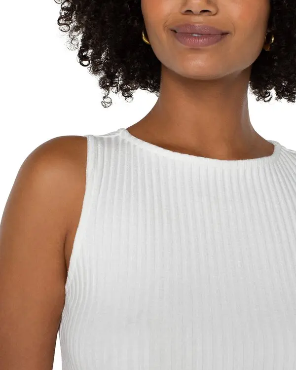 LIVERPOOL Ribbed Knit Tank Top - Snow