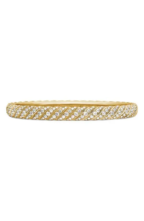 David Yurman Sculpted Cable Bangle With Diamonds In 18k Gold - 18k Yellow Gold/diamond