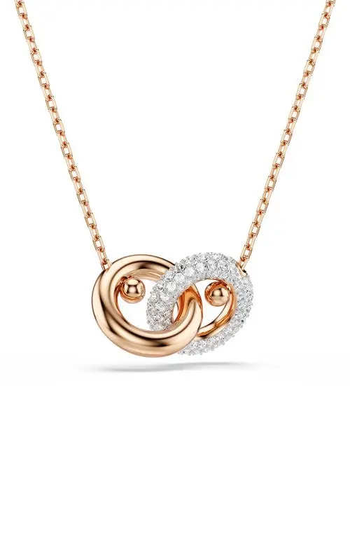 SWAROVSKI Dextera Interlink Pendant Necklace - Rose Gold/white